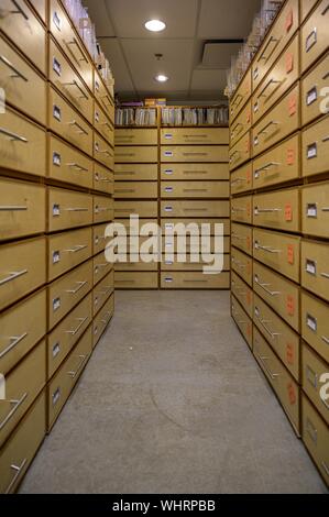 Large collection of vinyl and cassettes at a radio station storage ...
