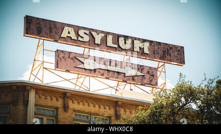 Street Sign the Direction Way to Asylum Stock Photo - Alamy
