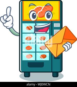 Cute cartoon vending machine drawing set. Automated snack food machines ...