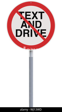 No texting and driving road sign on blue sky background Stock Photo - Alamy