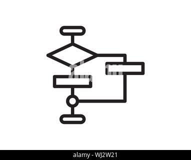Flow diagram app icon. Flowchart. Process visualization. Problem solving stages. Program logic ...