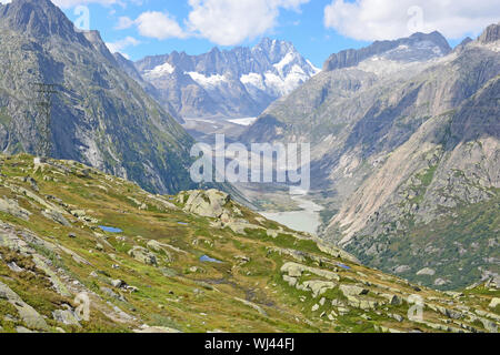 The Lauteraarhorn above the Lauteraar glacier in the Bernese Alps close ...