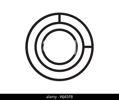 Pie chart icon. Outline pie chart vector icon color flat isolated Stock ...