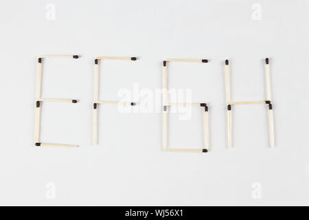 Letters M to P made of matchstick series isolated on white background ...