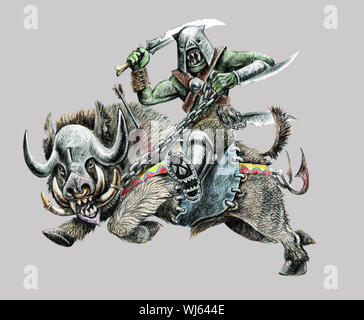 Pencil Concept Art Drawing of Fantasy Lizard Demon or Monster Stock ...