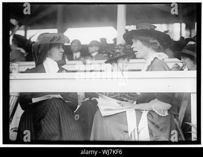 Katharine Elkins and Mrs. William F. Hitt attending a horse show. The ...