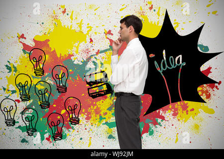 Composite image of thoughtful young businessman looking away Stock ...