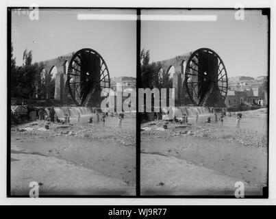 Hama (Hamath) Water-wheel and aqueduct for irrigation 1900, Syria ...
