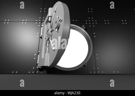 Digitally generated half opened grey metallic safe Stock Photo - Alamy