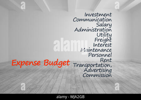 Expense budget terms written in bright room Stock Photo - Alamy