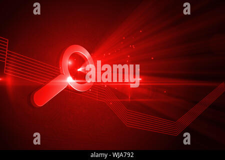 Shiny red magnifier on black background Stock Photo - Alamy