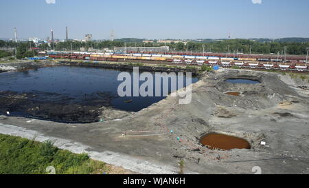 Former dump toxic waste, contamination water lagoon sludge and soil ...