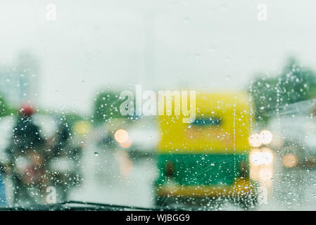 Abstract backgroud with real life rain drops from car windshield on ...