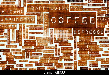 Coffee Background with Different Blends and Types Stock Photo - Alamy