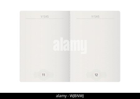 Paper passport open blank pages vector template. Passport page paper with watermark illustration ...