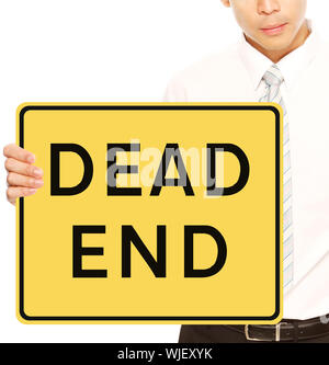 person holding a dead end sign Stock Photo - Alamy