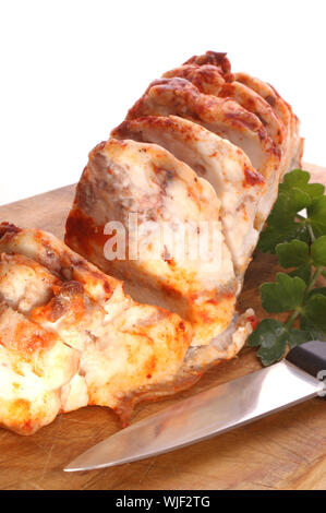 fat bacon on a timber board with parsley Stock Photo - Alamy