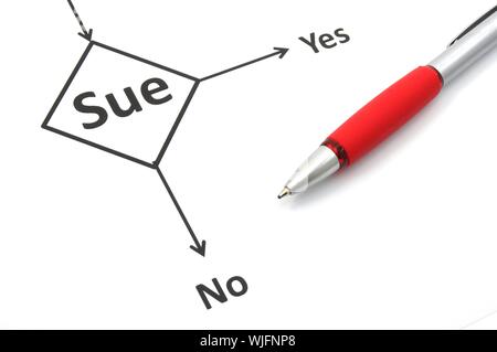 sue lawsuit or law concept with flowchart and pen Stock Photo - Alamy