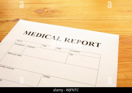 medical report form in doctors hospital office showing health concept ...