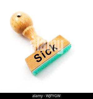 sick stamp in doctors hospital office and copyspace Stock Photo - Alamy