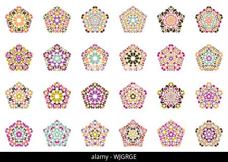 Flower pentagon logo template set - abstract pentagonal geometrical ...