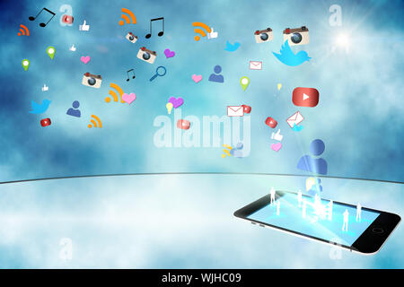 Floating smartphone application icons Stock Photo - Alamy