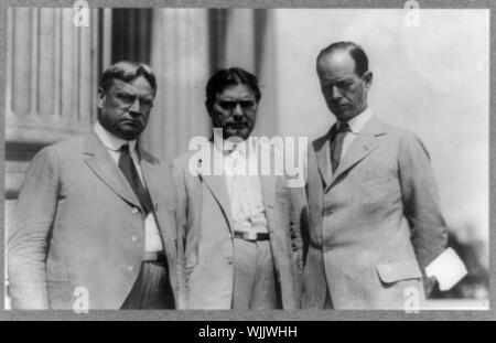 Hiram Johnson, William Borah and Medill McCormick, posed, standing half ...