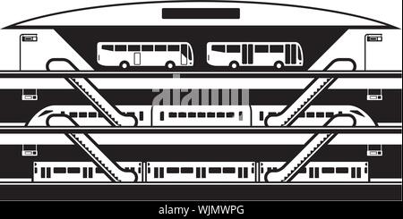Buses at stop - vector illustration Stock Vector Image & Art - Alamy