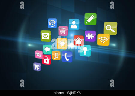 Computer applications against technical background with squars Stock Photo - Alamy