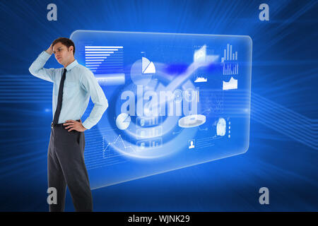 Shiny target on blue background Stock Photo - Alamy