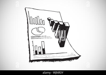 Data analysis doodle against white background with vignette Stock Photo ...