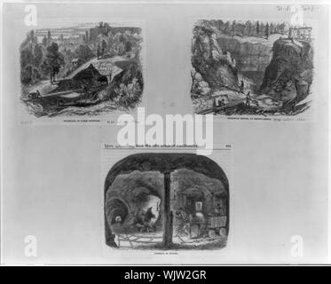 The Gold Rush, gold mining in California, ca. 1849, lithograph by ...