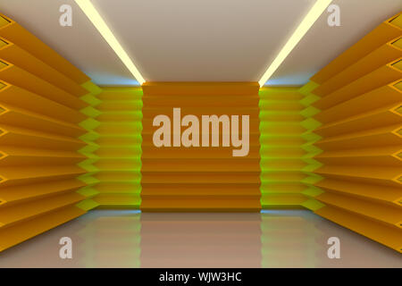 Abstract yellow serrated wall with empty room Stock Photo - Alamy