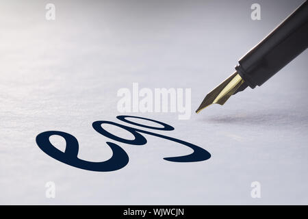 Fountain pen writing Ego Stock Photo - Alamy