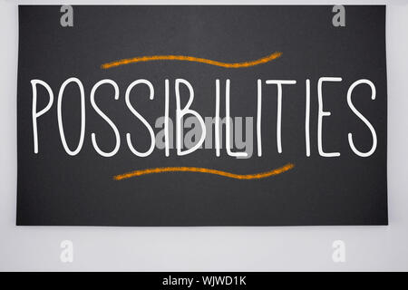 Possibilities written on big blackboard Stock Photo - Alamy