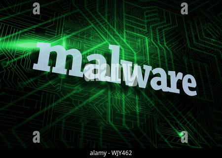Malware against green and black circuit board Stock Photo - Alamy