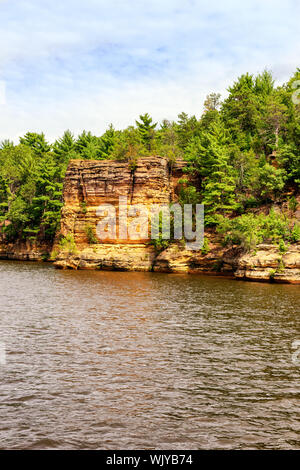 Rock formations along the Wisconsin river are seen by being on an upper ...