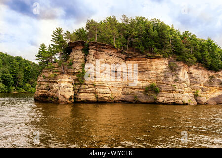 Rock formations along the Wisconsin river are seen by being on an upper ...