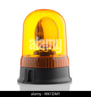 Orange rotating beacon on white reflective background Stock Photo - Alamy