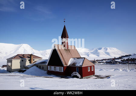 Longyearbyen Church, winter, Svalbard, Norway Stock Photo - Alamy