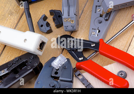 Arrangement of Computer Network Tools for Crimping, Cutting and ...