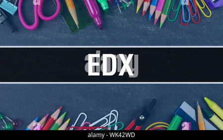 Image of back to school text over school items icons and blackboard ...