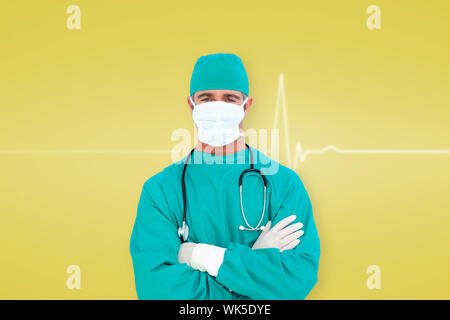 Yellow medical background with ecg line Stock Photo - Alamy