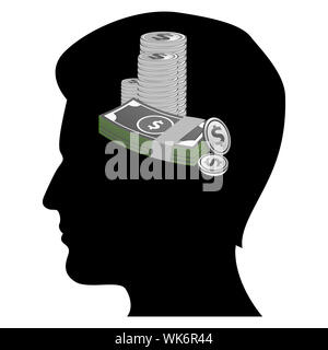 illustration of money minded businessman on white background Stock ...