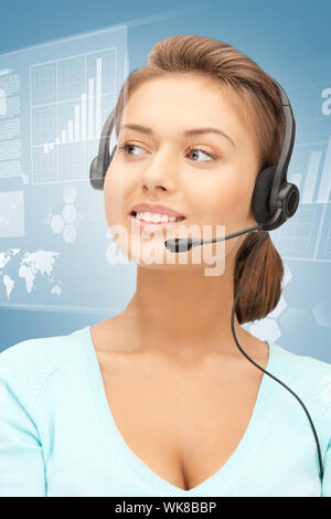 bright picture of friendly female helpline operator Stock Photo - Alamy