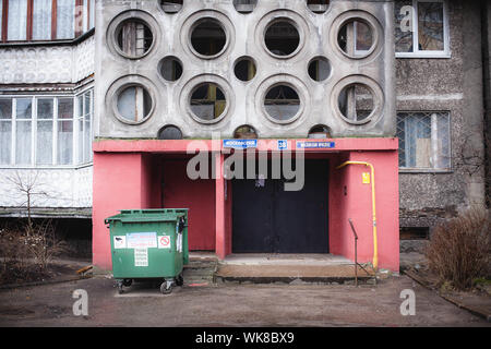 Block of Soviet style concrete flats in social house St Petersburg ...