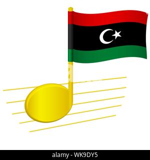 Musical note with Libyan flag. Music in Libya, concept. 3D rendering ...