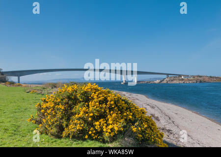 The Skye road bridge and Kyleakin lighthouse on the small island of ...