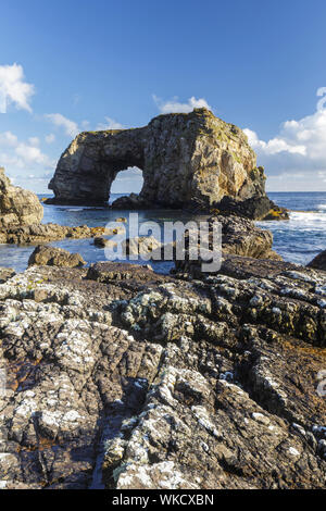 Great Pollet Sea Arch on the rugged wild Atlantic coast of western Ireland, Fanad Peninsula ...