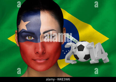 Chile football fan in face paint Stock Photo - Alamy